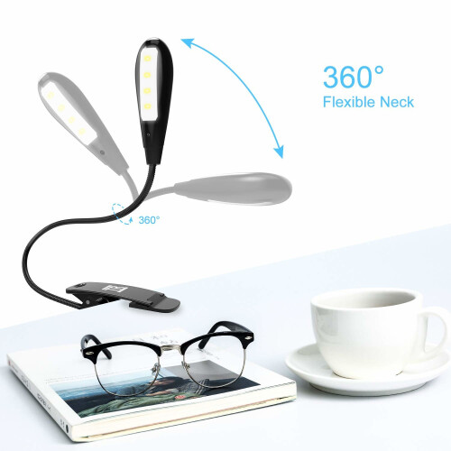 TechRise LED Book Light, Clip on Reading Light, Eye-friendly 4 LEDs 2 ...