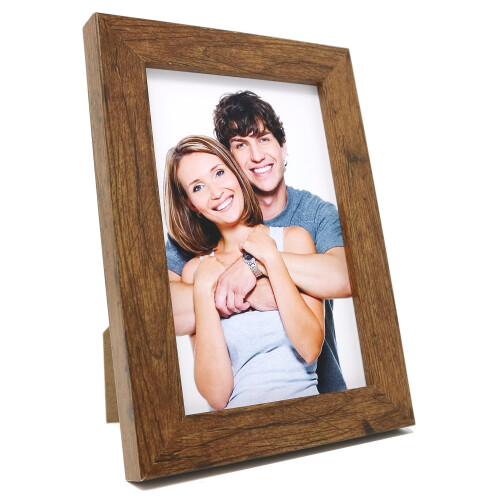Photo Frame, 6 x 4, Standard Photograph Size, Brown, Freestanding and ...