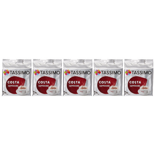 Tassimo Costa Cappuccino Coffee 16 Discs, 8 servings, Pack of 5 (Total ...