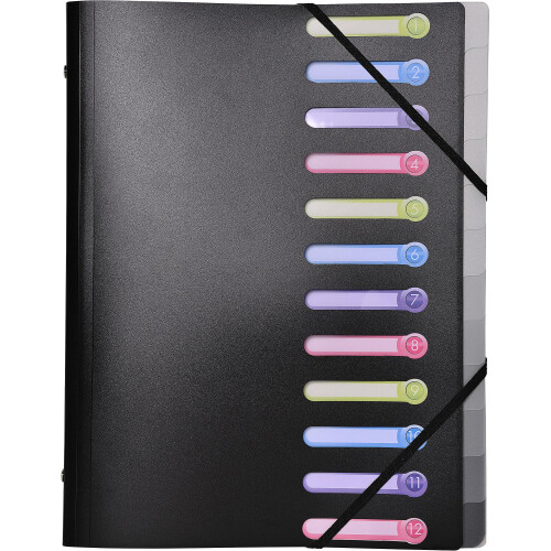 Exacompta 24 x 32 cm PP Multipart File, 12 Compartments - Black on OnBuy