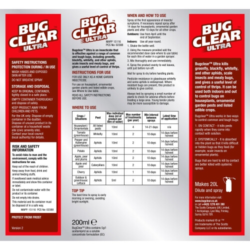 Scotts Miracle-Gro Bug Clear Ultra for Flowering Plants 200 ml Liquid ...