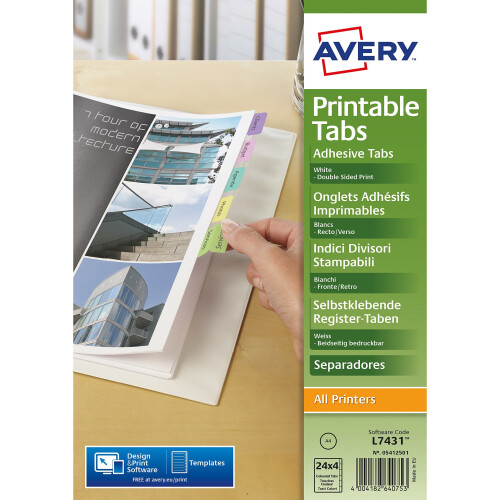 Avery 05412501 Double Sided Printable Adhesive Divider Tabs, 96 Tabs ...