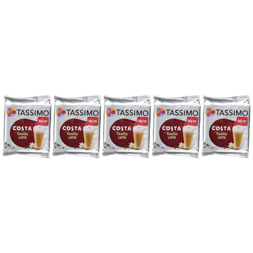 Tassimo Costa Vanilla Latte Coffee Pods (Case of 5, Total 80 pods, 40 ...