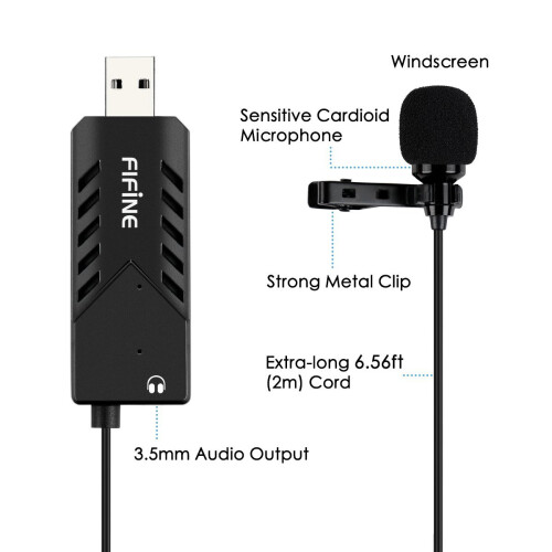 FIFINE USB Microphone, Clip-on Computer Microphone Plug and Play USB ...