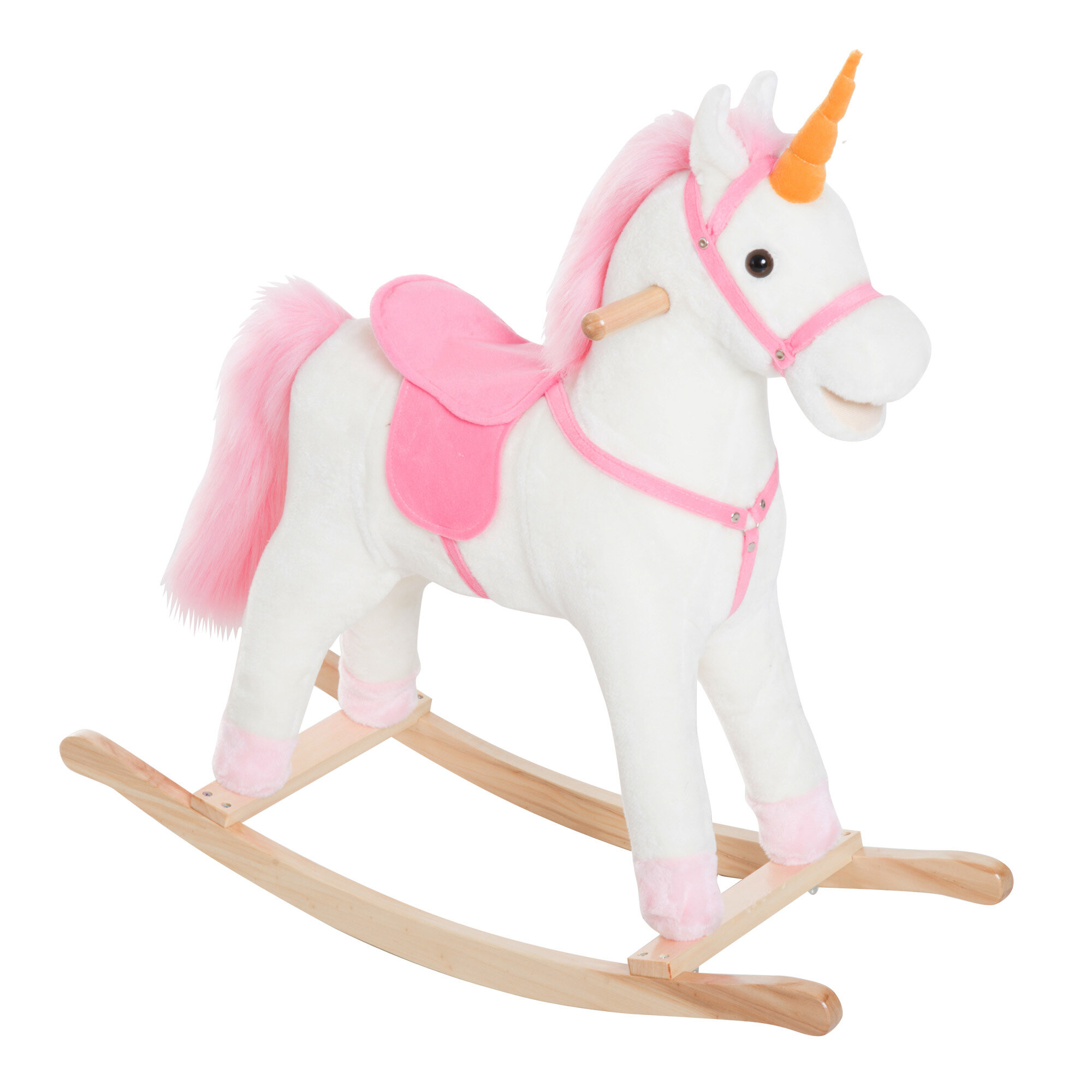 Homcom 68cm Plush Rocking Unicorn | White Unicorn Rocking Horse on OnBuy