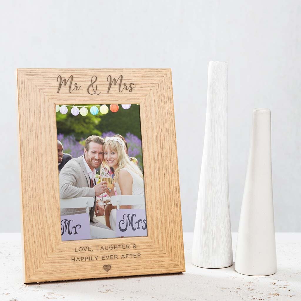 'Love Laughter And Happily Ever After' Engraved Wedding Photo Frame/Mr ...