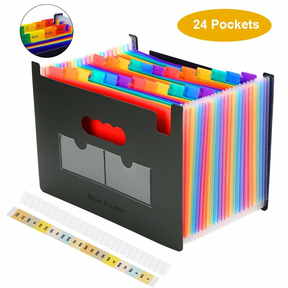 Expanding File Folder, BluePower 24 Pockets A4 File Folders Organiser ...