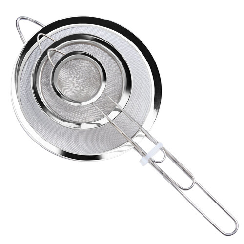 Wellehomi Fine Wire Mesh kitchen sieve set 7/12/18cm with Rim ...