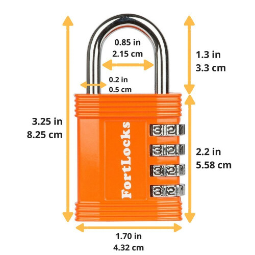 FortLocks Combination Lock - 4 Digit Padlock for School & Gym Locker ...