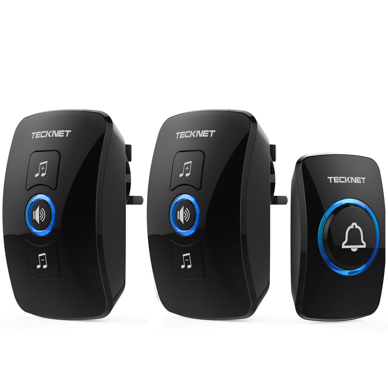 TeckNet Wireless Doorbell, Twin Waterproof Wall Plug-in Cordless Door ...