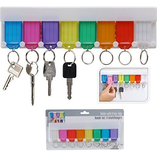 White Wall Mounted Hanging Multi Key Rack Holder Plastic Tags on OnBuy