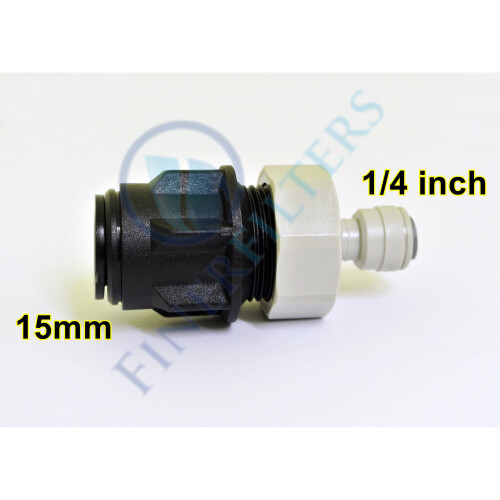 15mm Pipe to 1/4" Fridge Water Filter Pipe Adapter-Pushfit on OnBuy