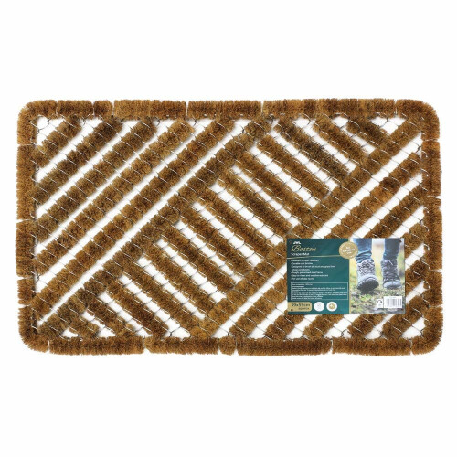 JVL Boston Natural Coir Steel Scraper Outdoor Entrance Door Mat, Metal ...