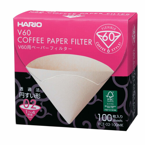 Hario VCF-02-100MK 1-Piece Box of Paper Filter for 02 Dripper Misarashi ...