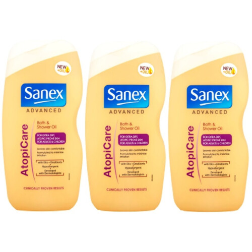 (3 PACK) Sanex Advanced AtopiCare Bath & Shower Oil x 500ml on OnBuy