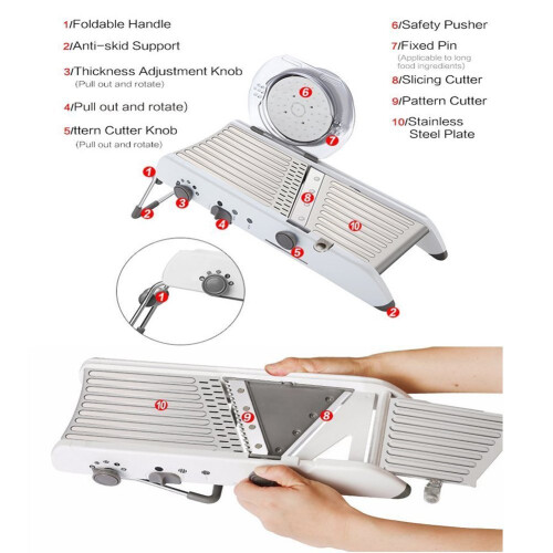 ADOV Mandolin Slicer, Professional PL8 Waffle Julienne Slice Adjustable ...