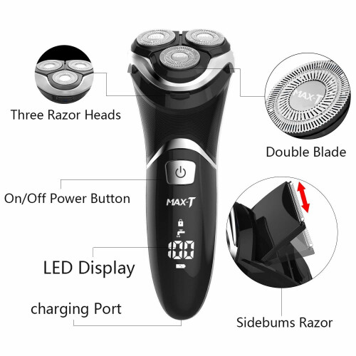 MAX-T RMS8101 Electric Shaver Razor IPX7 100% Waterproof Wet & Dry ...