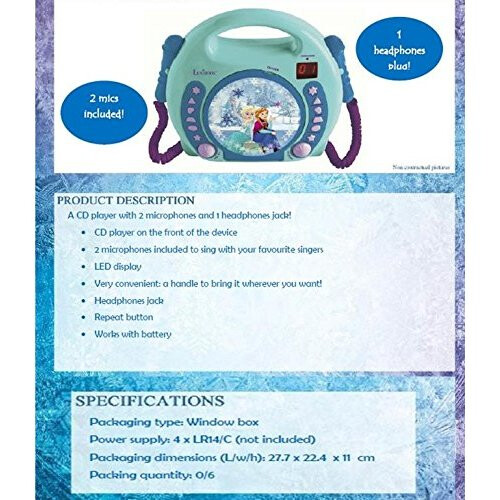 Lexibook Disney Frozen Anna and Elsa CD player for kids with 2 toy ...