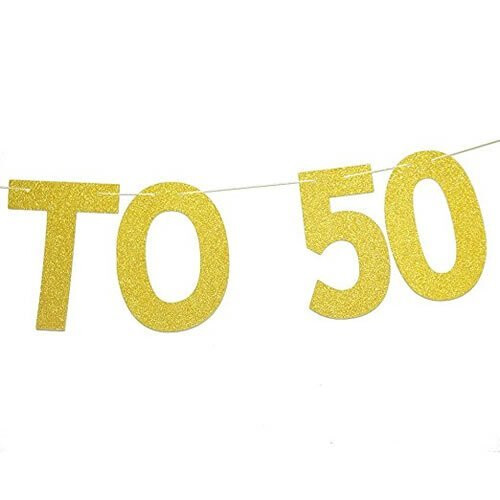 Veewon Cheers to 50 Years Banner Gold Glitter Letters Bunting Garlands ...