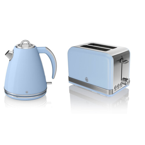 SWAN RETRO BLUE 1.5 Litre Jug Kettle & Blue 2 Slice Toaster Set on OnBuy