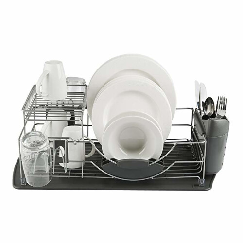 Tower T847002 Compact 2-Tier Dish Rack with Cutlery Drainer, Removable ...