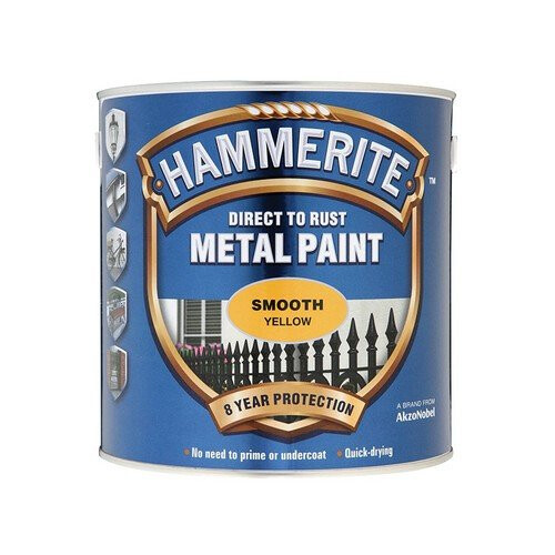 Hammerite SFY25L Direct to Rust Smooth Finish Metal Paint Yellow 2.5 ...