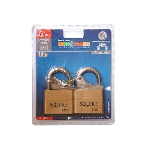 Squire LN5T 2 X LN5KA Lion Brass Padlocks 5-Pin 50mm Twin Pack on OnBuy