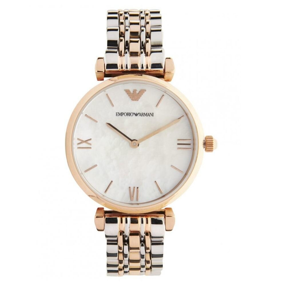 Emporio Armani klassisk perlemor-damesur i rustfrit stål AR1683 on OnBuy