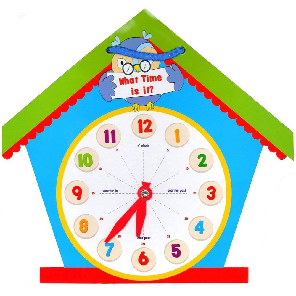 Childrens Learn To Tell The Time Educational House Shape Clock on OnBuy