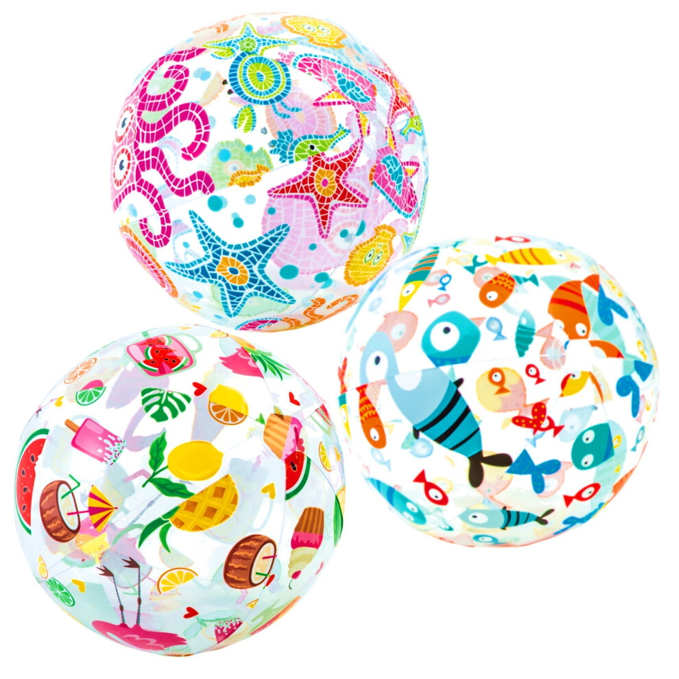 Intex 20" Inflatable Beach Ball - Assorted Ocean & Summer Designs on OnBuy