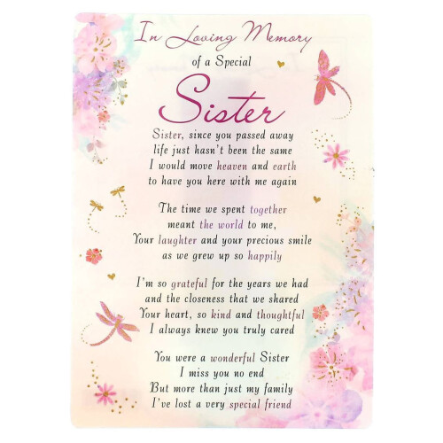 In Loving Memory Open Graveside Memorial Card - Special Sister on OnBuy
