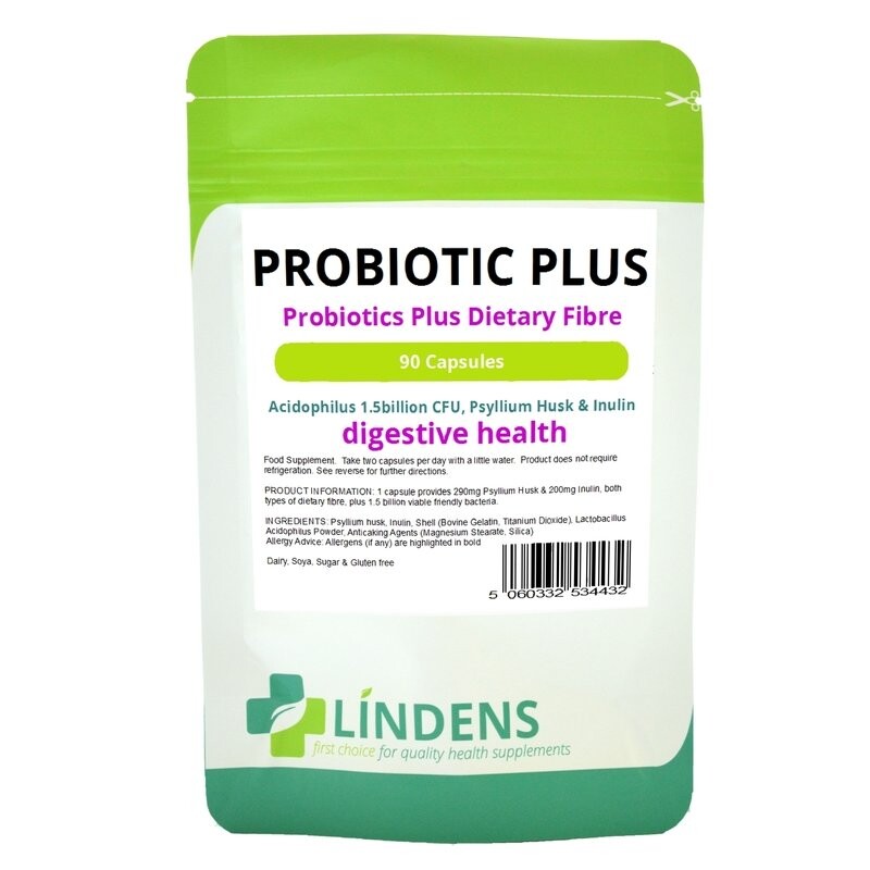 Lindens Probiotic Plus Acidophilus Psyllium Husk Fibre & Inulin 90 ...