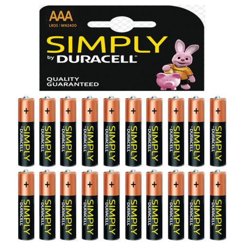Duracell Simply AAA Alkaline Batteries LR03 MN2400 1.5V Battery 20 Pack ...