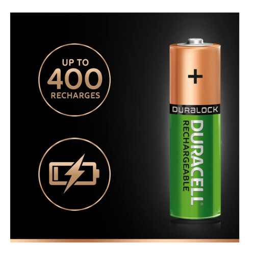 Duracell Rechargeable Ultra AA Batteries NiMH 2500mAh HR6 Duralock 4 ...