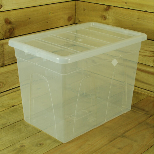 64 Litre 56cm x 38cm x 41cm Stacking Plastic Storage Tub / Tidy Box ...