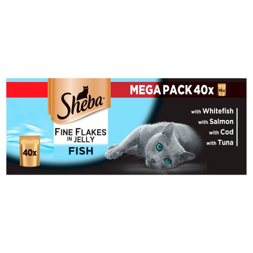 40pk Sheba Fine Flakes Fish Collection - 85g | Sheba Wet Cat Food ...