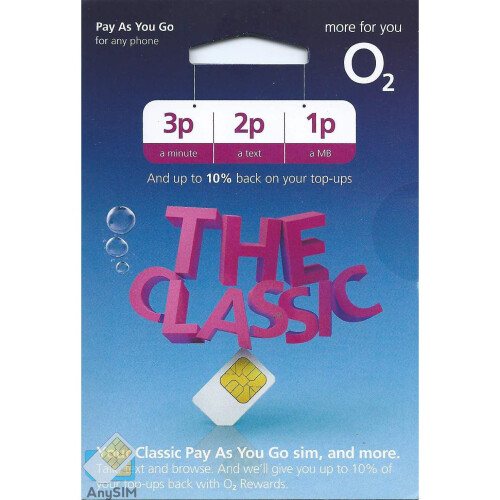O2 Sim Card Pay As You Go 3p/Min 2p/SMS 1p/MB 3 in1 Micro Nano PAYG 02 ...