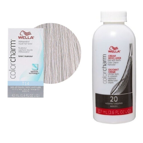 (T14 + Developer (Vol.20)) Wella Colour Charm Liquid Colour Toner 42ml ...