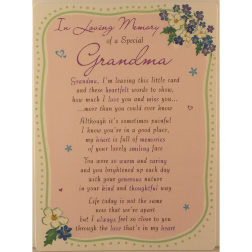 Memorial Grave Card In Loving Memory Of A Special Grandma 16.5cm x 12cm ...