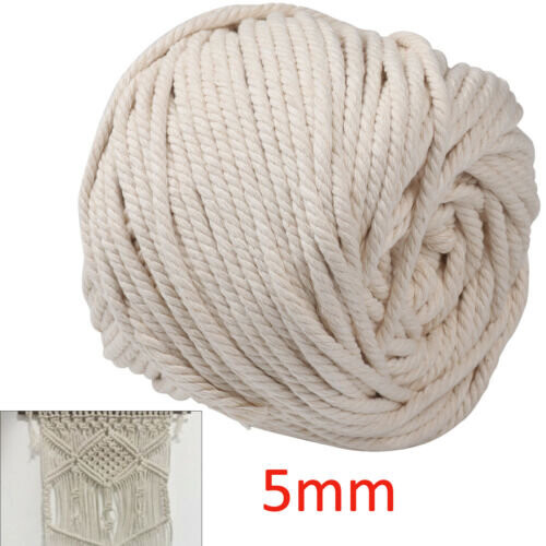 5mm Natural Beige Cotton Twisted Cord 65m Ropes Artisan Macrame String ...