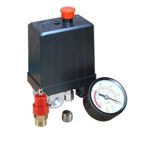 Pressure Gauge+safety Valve Set + Air Compressor Pressure Switch Single ...
