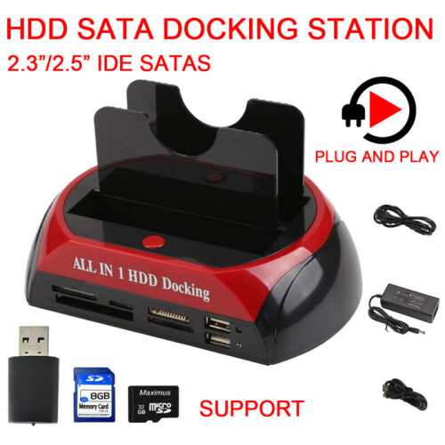 2.5" 3.5" Dual Hard Drive HDD Docking Station USB Dock Card Reader on OnBuy