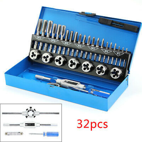 32PC TAP AND DIE SET METRIC WRENCH CUTS M3-M12 BOLTS ENGINEERS KIT on OnBuy