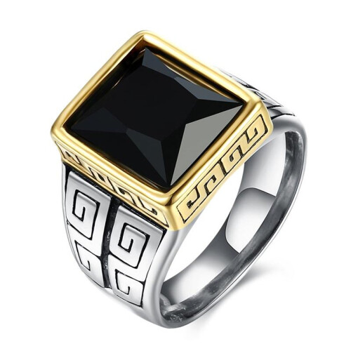 Vintage Army Rings gold old Plated Ring With CZ Stone Stainless Steel ...