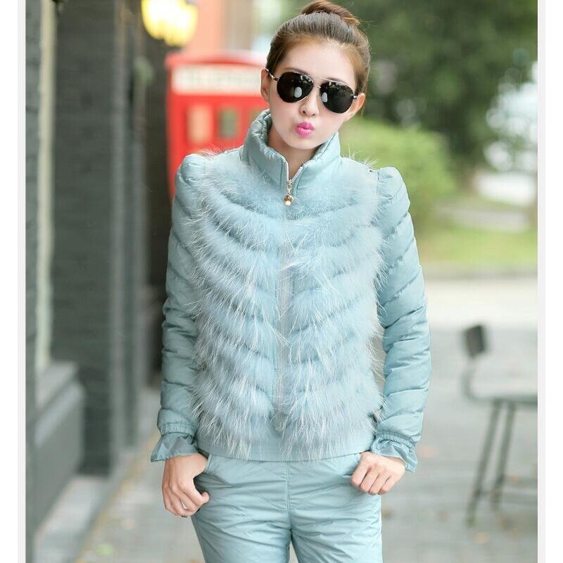 tracksuit for women 2016 winter women\'s down jacket + fur vest + pants ...