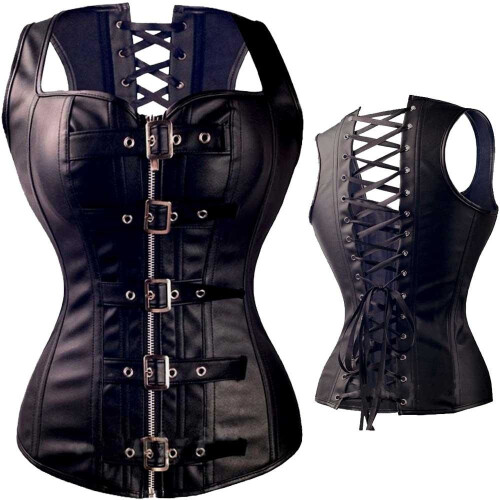 Waist trainer corsets Leather steampunk Cool firm Tops corselet gothic ...