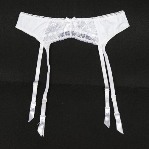 Sexy Garters Female White Bow Embroidery Floral Sexy Garter Belts For