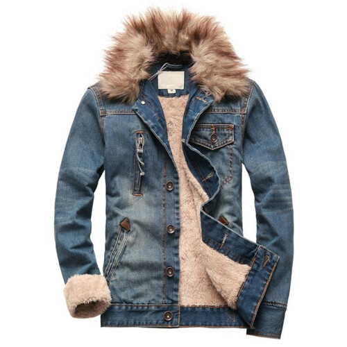 Winter New Arrival Denim Jacket With Fur For Men Slim Super Warm With ...
