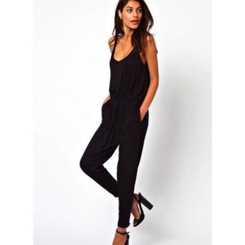 Maxi bodysuit Overall Black Bule Women Jumpsuit Ladies Overall Macacao ...