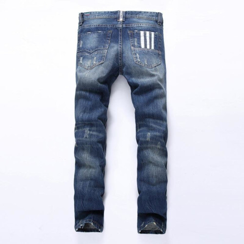 Man Fashion Designer Jeans Men Cotton Straight Dark Blue Button Jeans ...